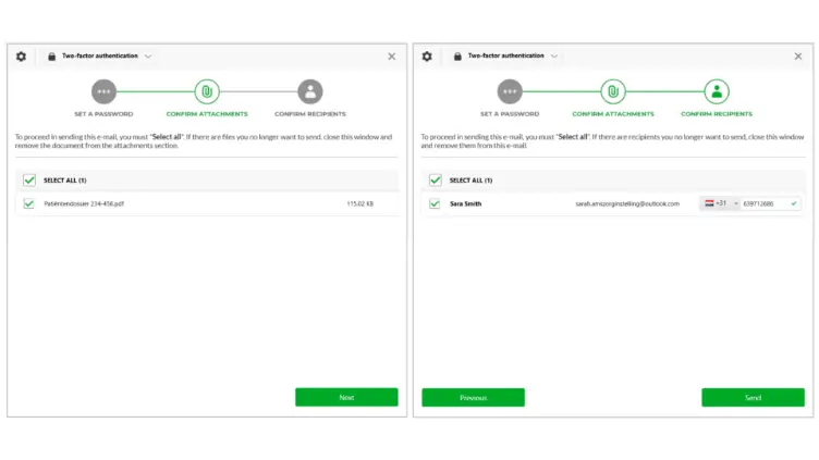 Preventing misdirected emails with files and recipients confirmation